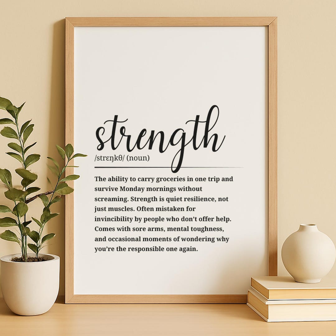 Strength Definition Poster • Printable Wall Art • Inspirational Digital ...