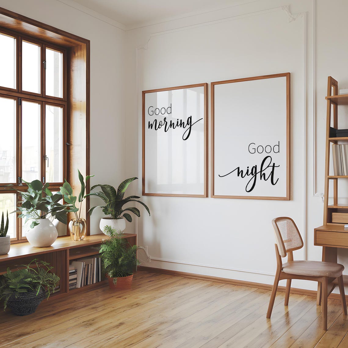 Good Morning Good Night Print Set: Bedroom Wall Art (digital Download ...