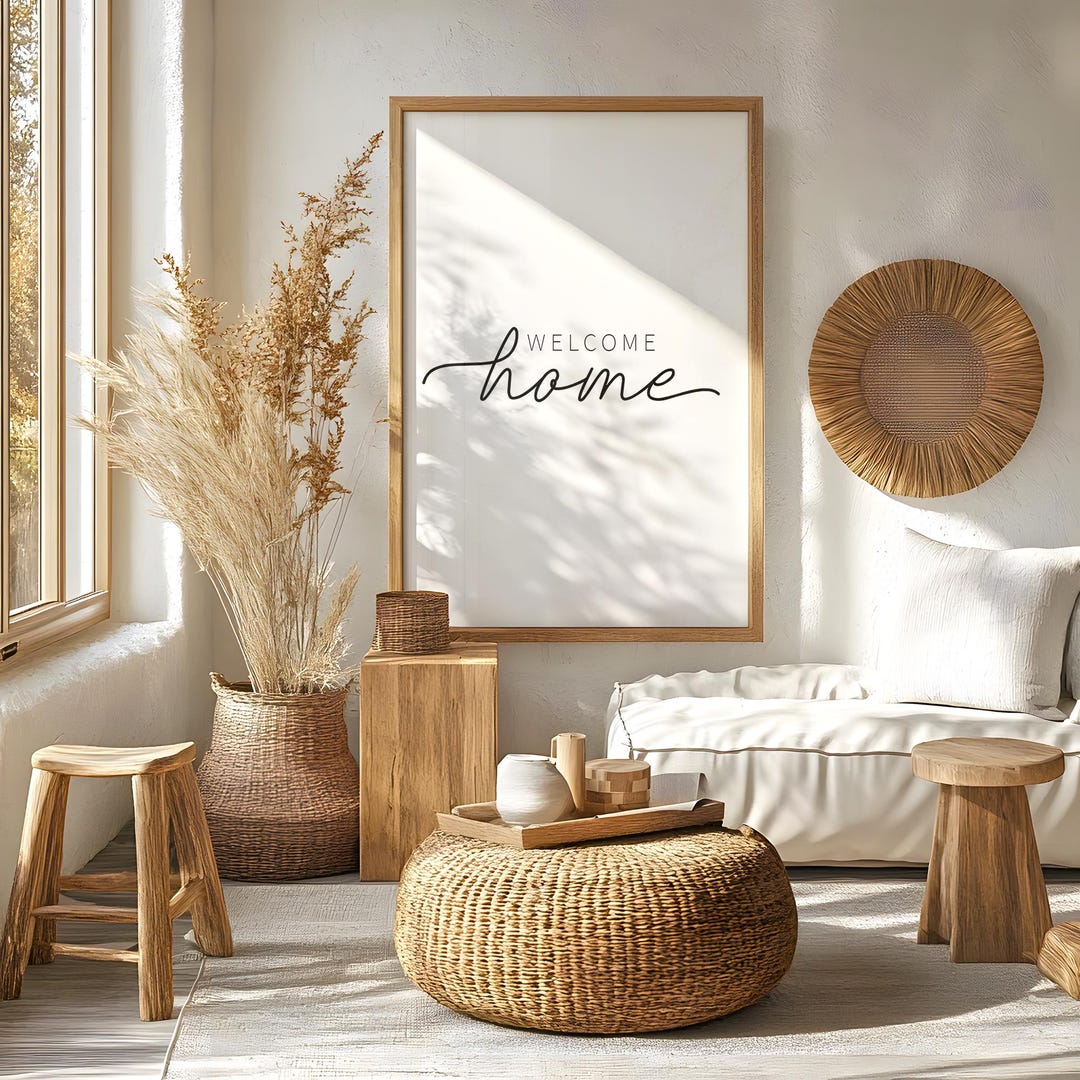 Welcome Home Wall Art • Living Room Wall Decor • Typography Digital ...