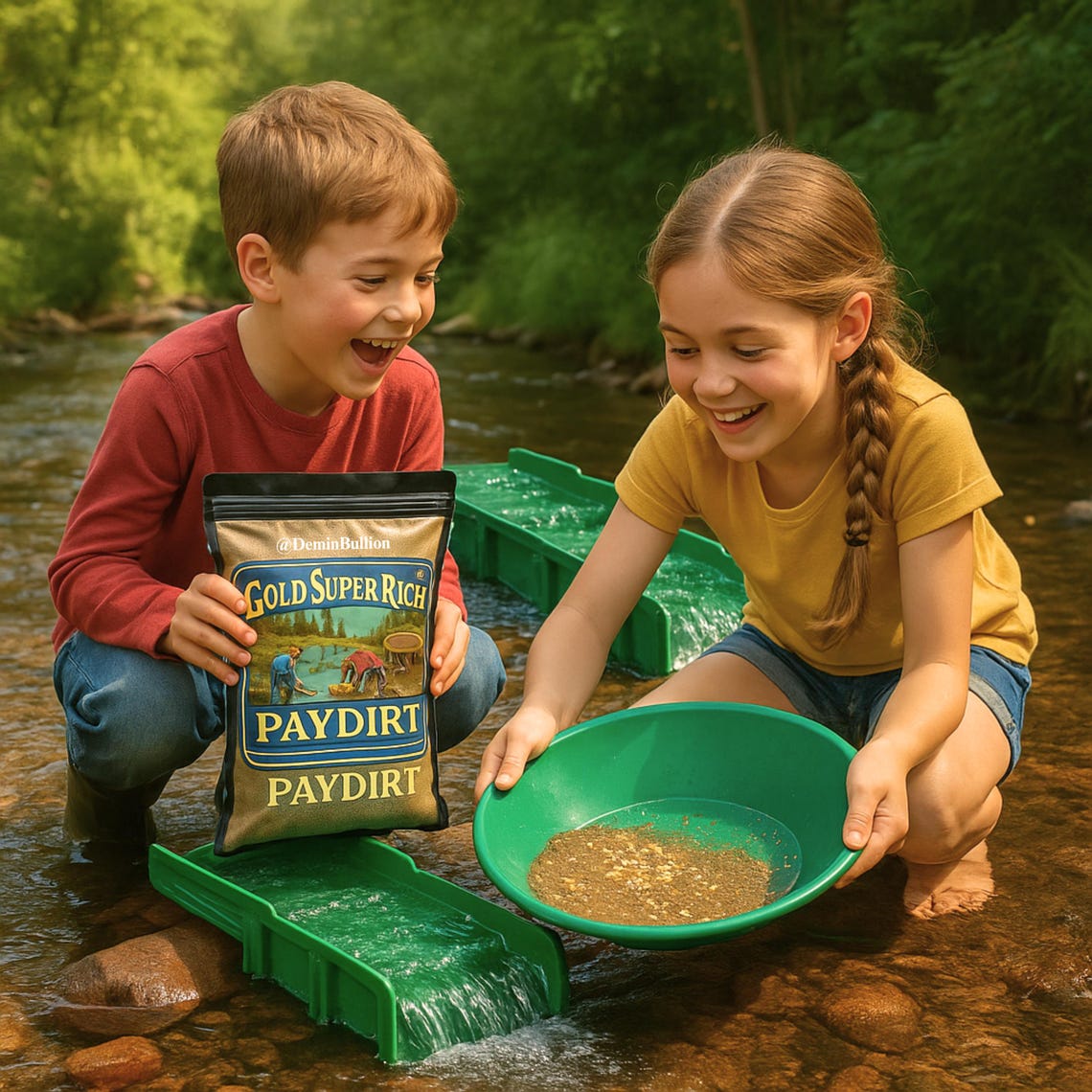 10LB Gold Nuggets & Paydirt Family Panning Kit With Portable Sluice Box ...