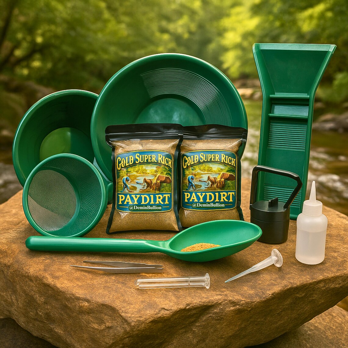 10LB Gold Nuggets & Paydirt Family Panning Kit With Portable Sluice Box ...