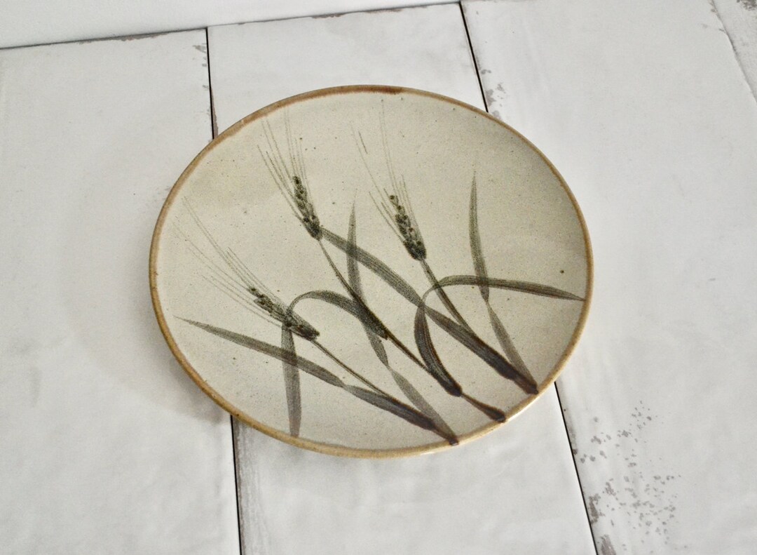 Vintage Midcentury Pottery Wheat Plate / Ceramic Serving Platter ...