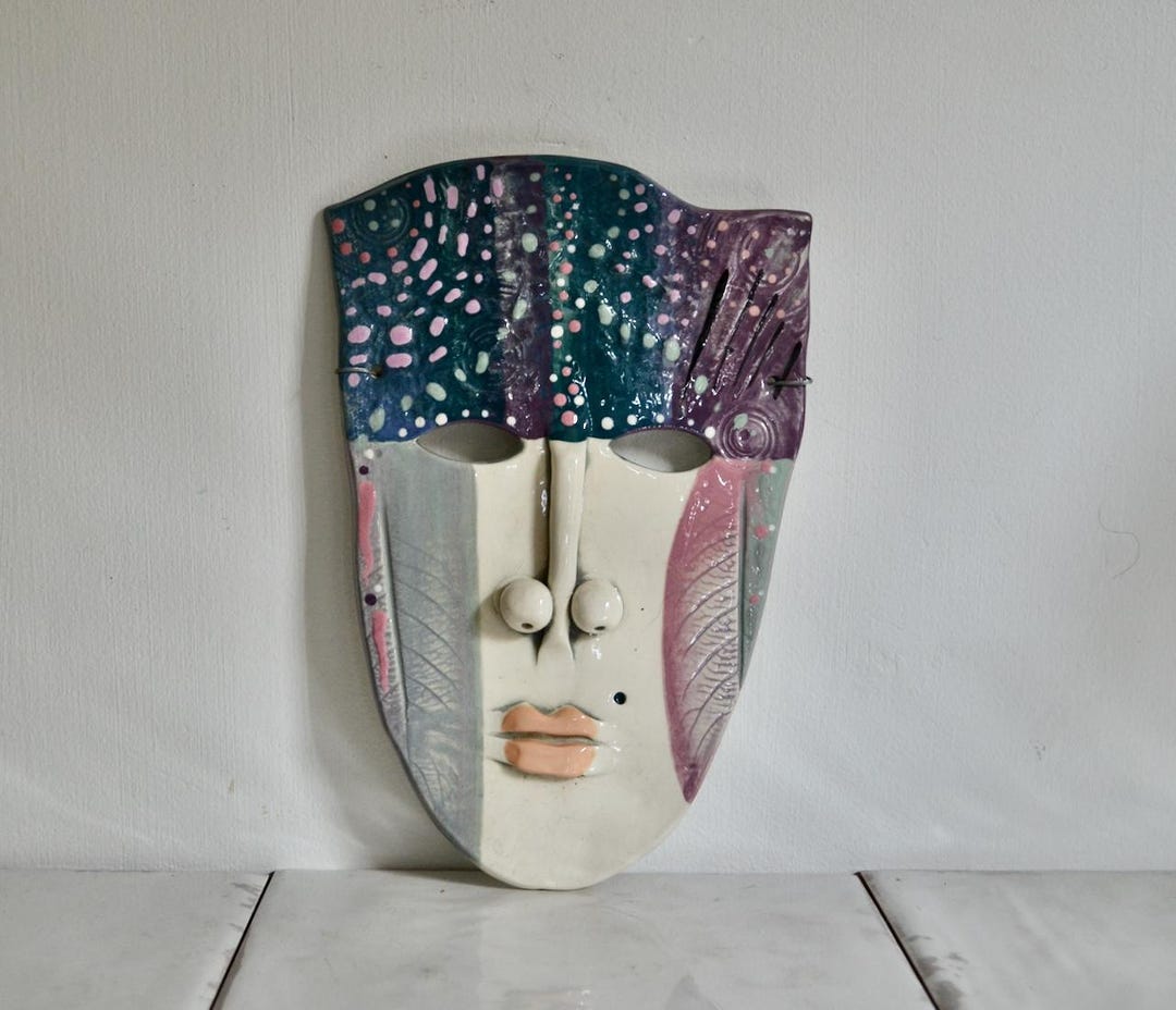 Vintage Perry Morgan III Studio Pottery Mardi Gras Mask / Vintage ...