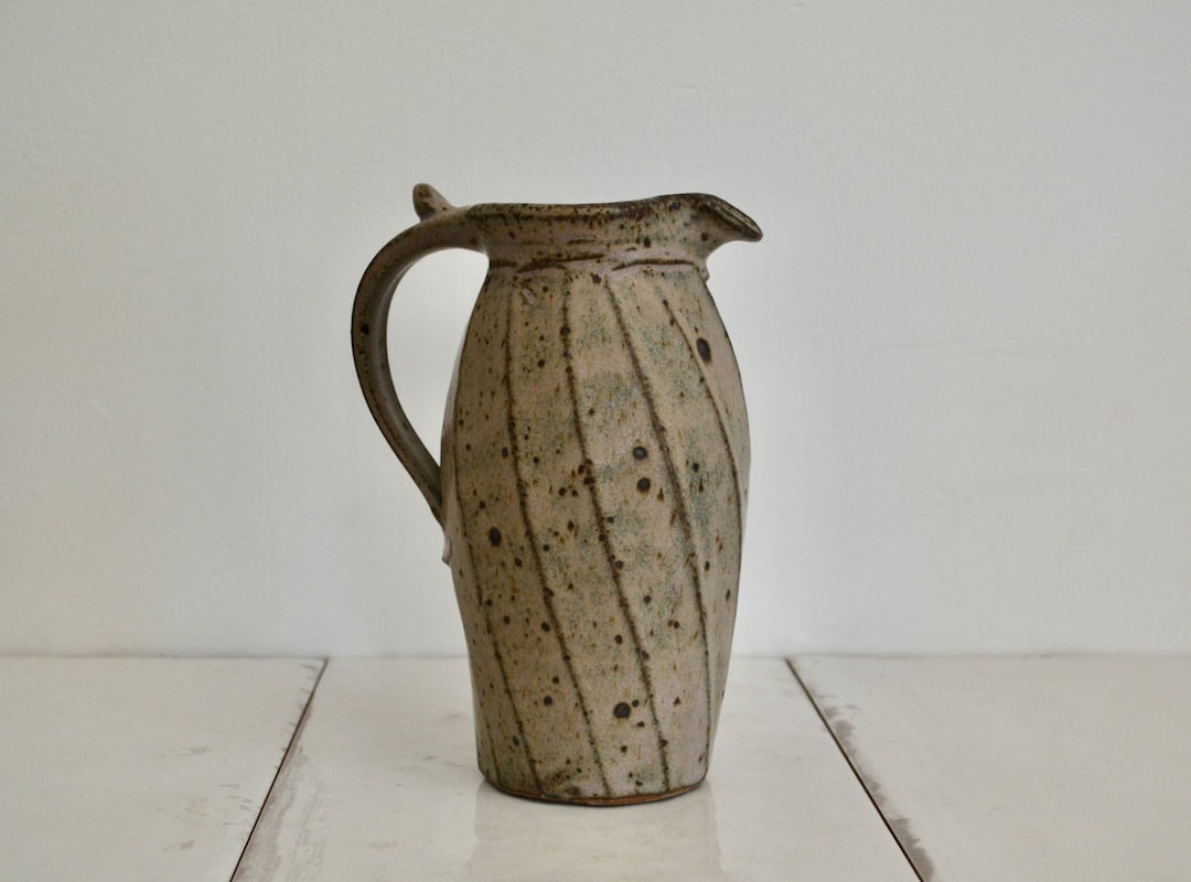 Vintage Speckled Earth Tone Studio Pottery Pinched Water Pitcher ...