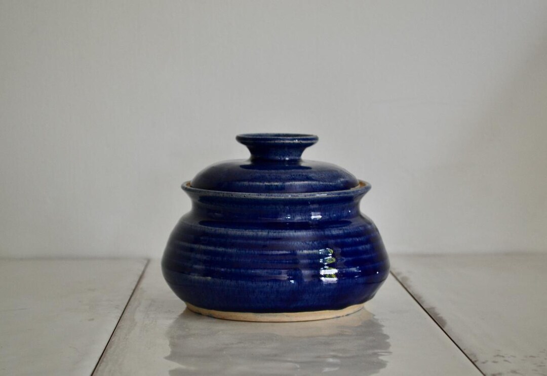 Vintage Handmade Blue Glaze Studio Pottery Stash Jar / Ceramic Pottery ...