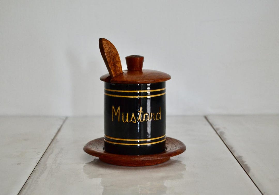 SALE Vintage Karl Holmberg Akta Teak and Ceramic Mustard Jar ...