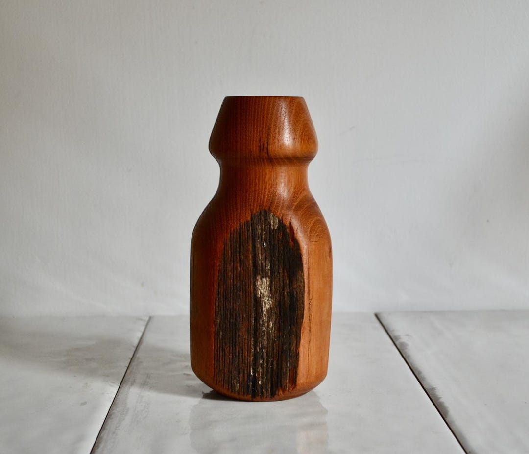 Vintage Turned Live Edge Wood Bud Vase / Natural Home Decor / Handmade ...