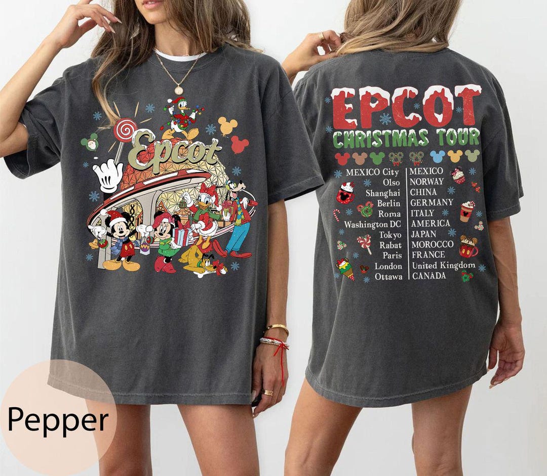 Retro Disney Epcot Christmas Tour 2025 Comfort Colors Shirt, Snacking ...