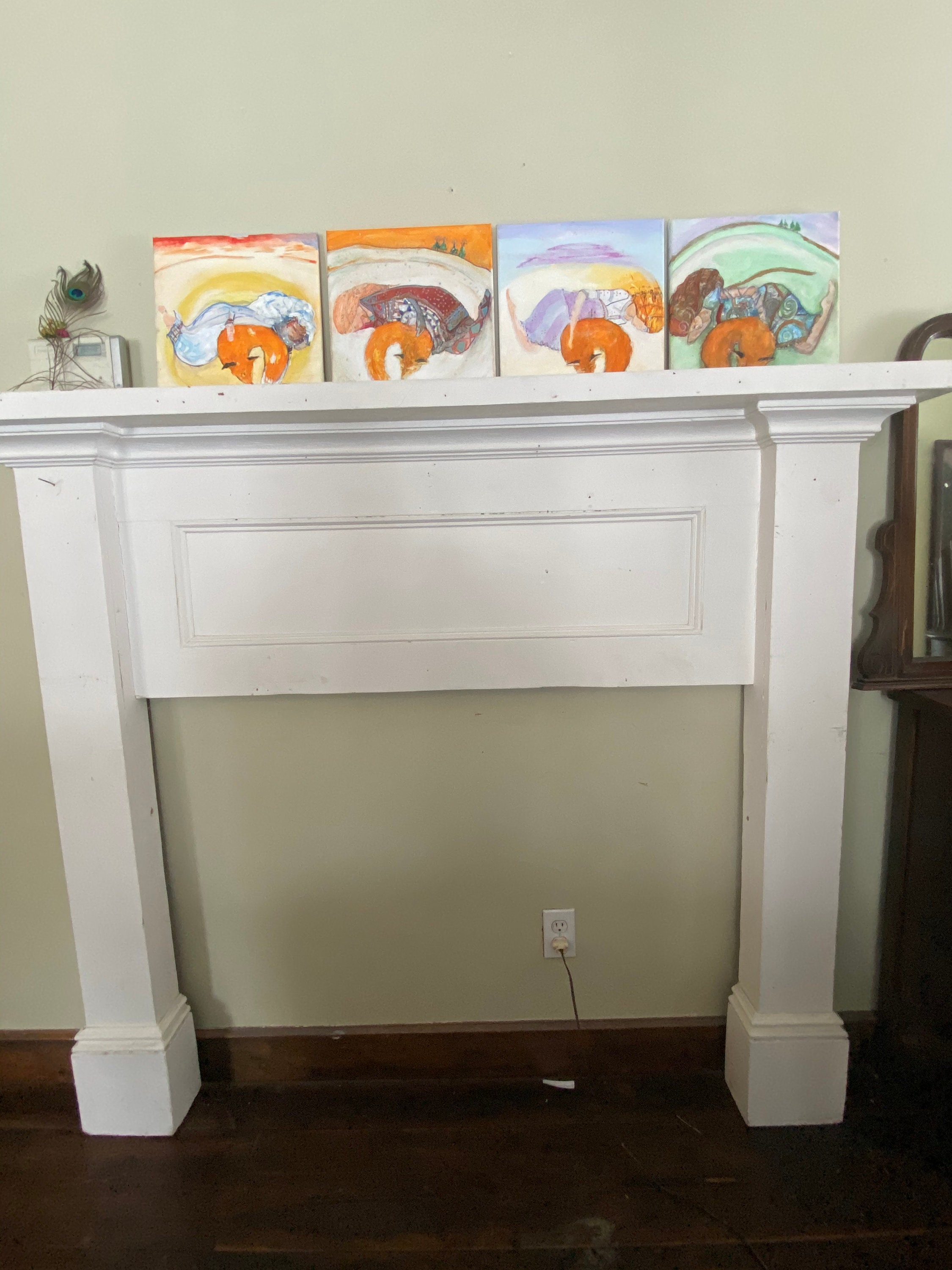 Fox and Lady Paintings ,spring, Summer, Winter, Sea Side , Snuggling ...