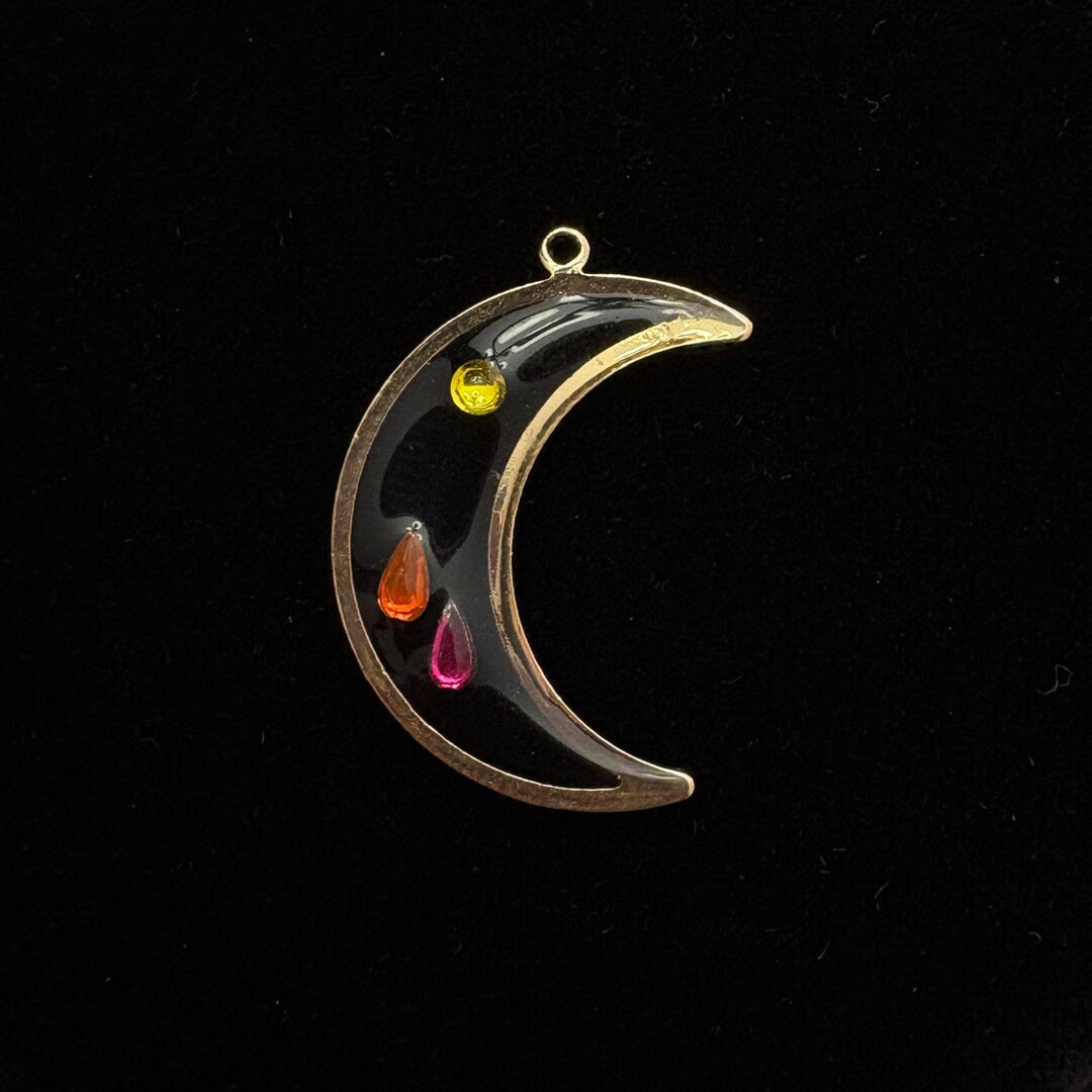 Lunar Rain - Crescent Moon Resin Charm Necklace - Etsy