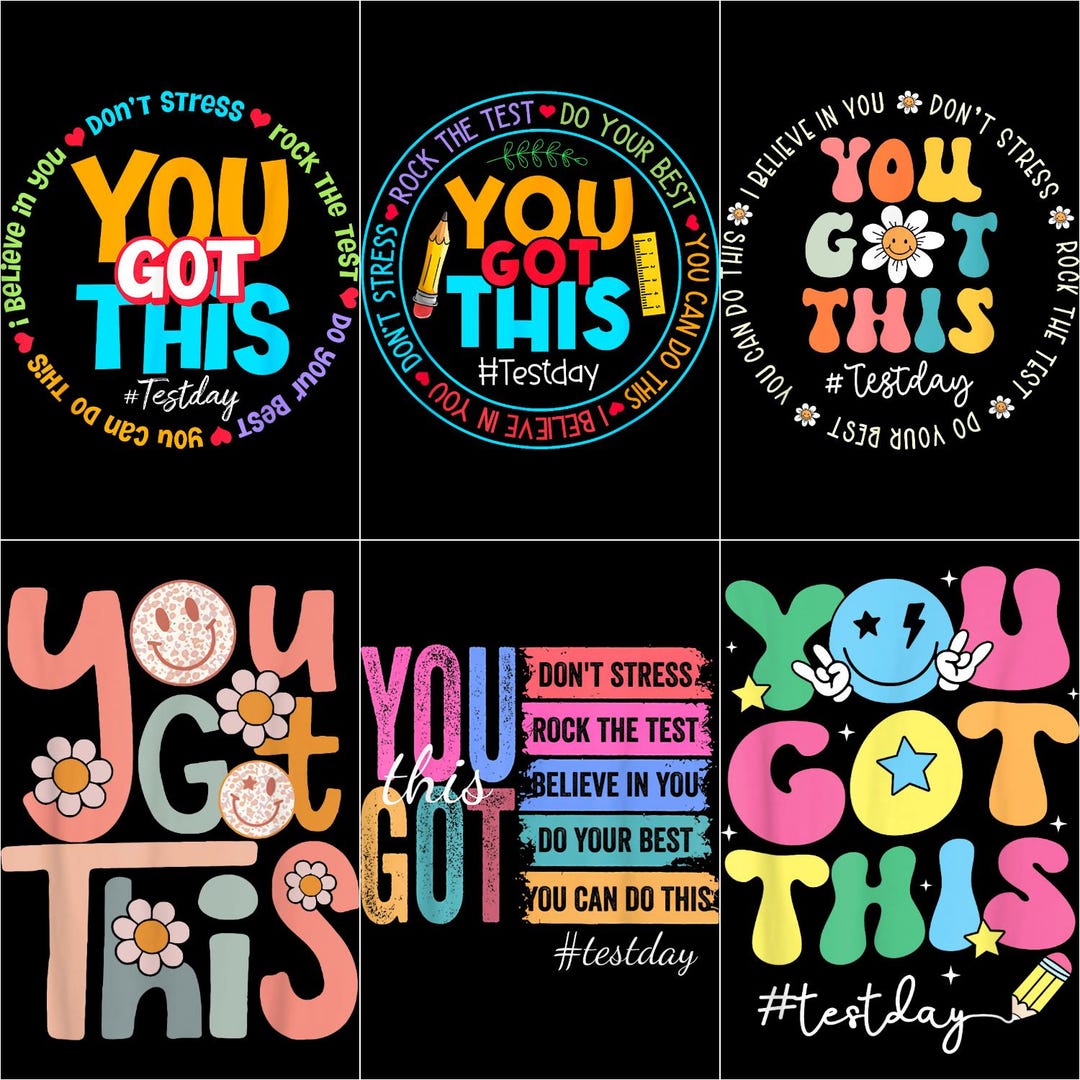 You Got This Test Day Motivation PNG Bundle – Uplifting and Colorful ...