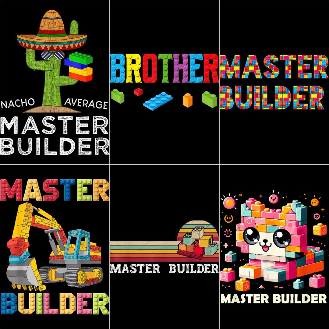 Master Builder PNG Bundle – Fun Lego-inspired T-shirt Designs, Digital ...