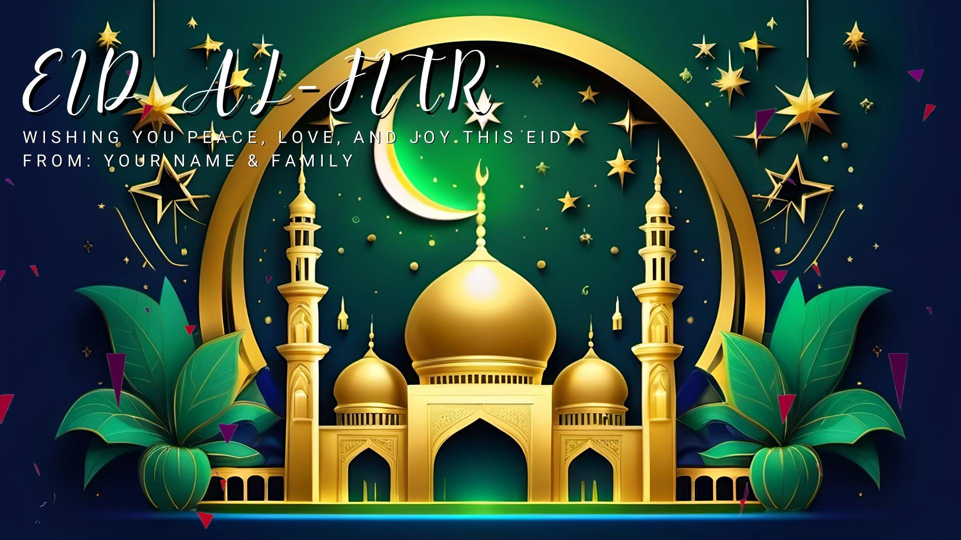 Eid Mubarak, Raya, Al-fitr Digital Card Canva Template – Editable ...