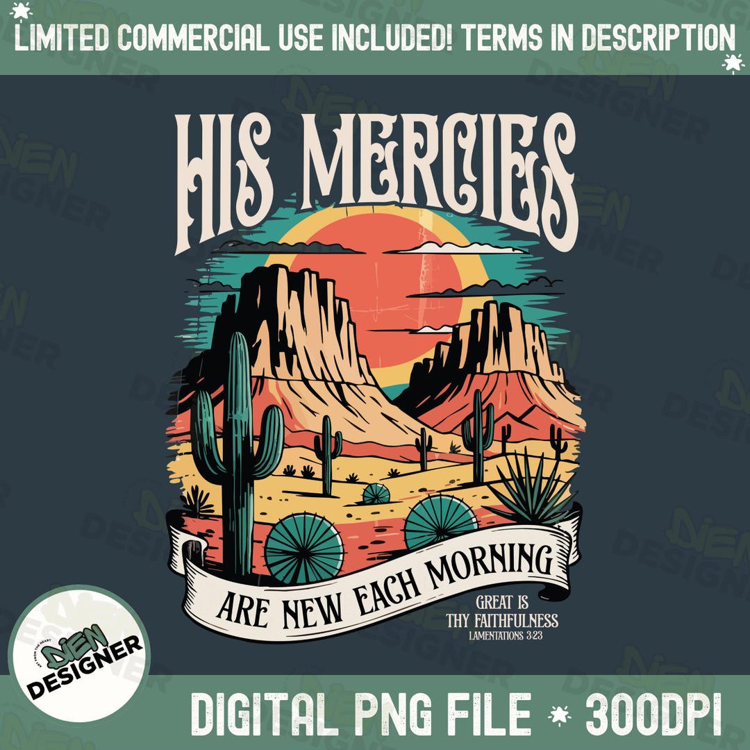 Boho Christian PNG, His Mercies Are New Every Morning Bible Verse ...