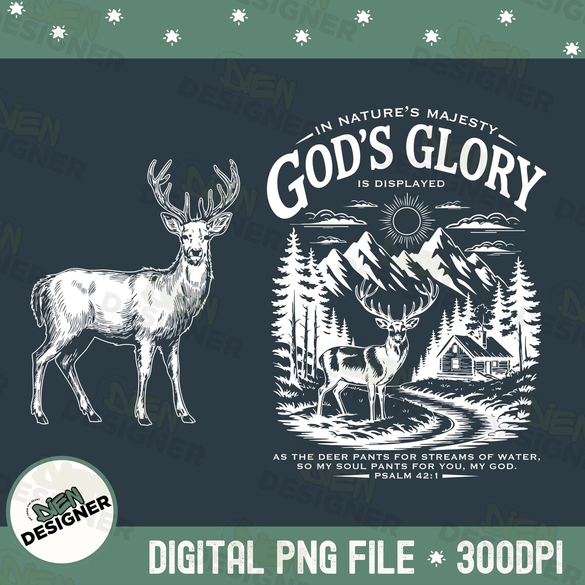 Christian Deer Shirt PNG, Faith Based Hunting Sublimation Design, Bible ...