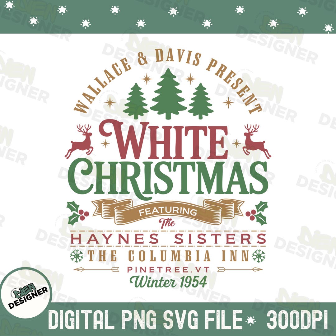 Retro White Christmas Movie PNG SVG, Vintage 1954 Holiday Design ...