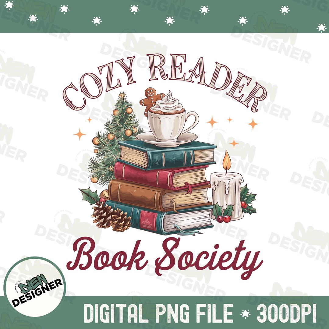 Cozy Readers Social Club PNG, Christmas Book Lover Sublimation Design ...