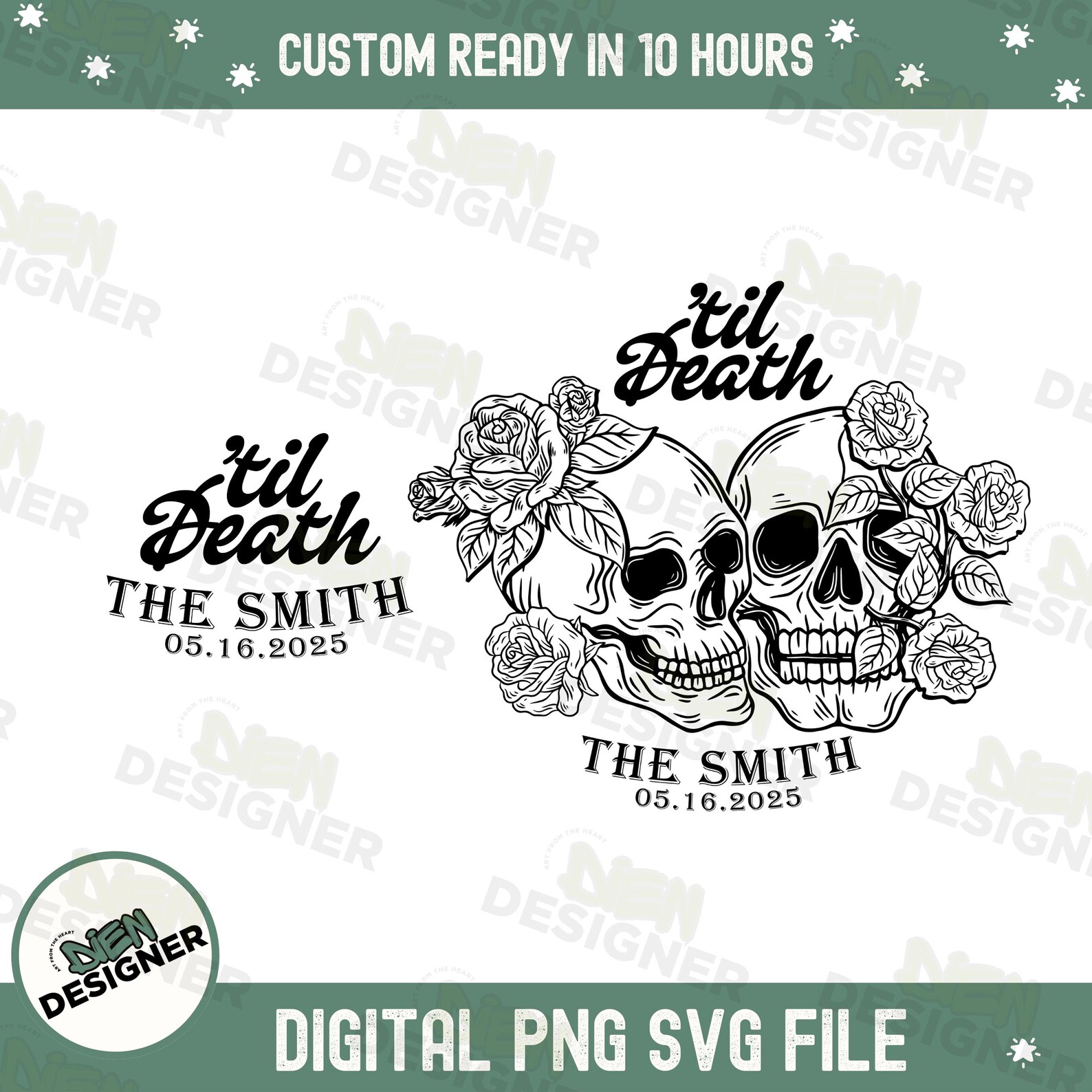 Custom Til Death PNG SVG, Skeleton Bride and Groom Wedding Design ...