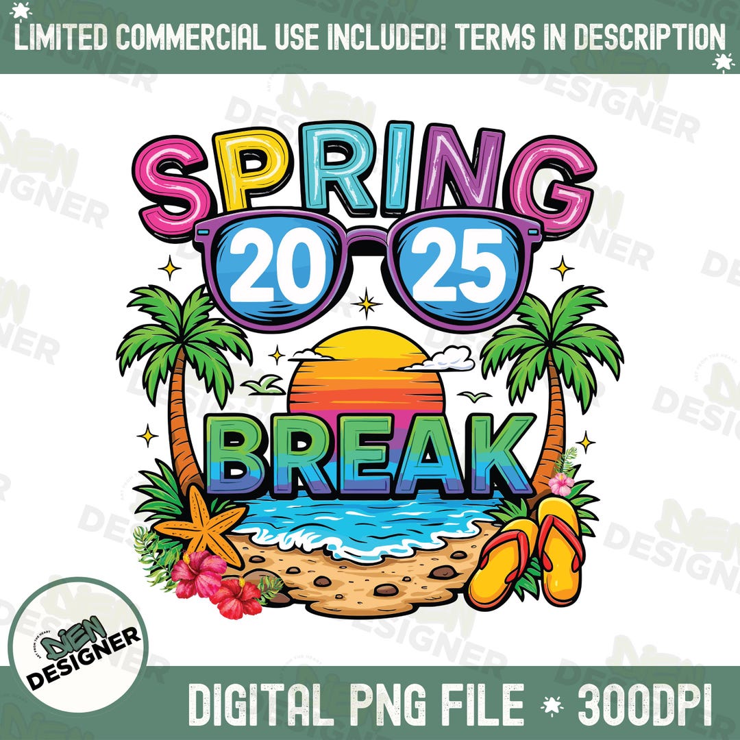 Spring Break 2025 PNG, Spring Break Squad PNG, Retro Summer Vacation ...