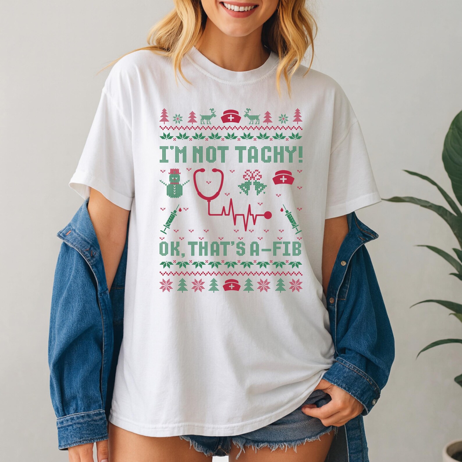 I'm Not Tachy That’s A Fib PNG, Funny Nurse Ugly Christmas Design ...