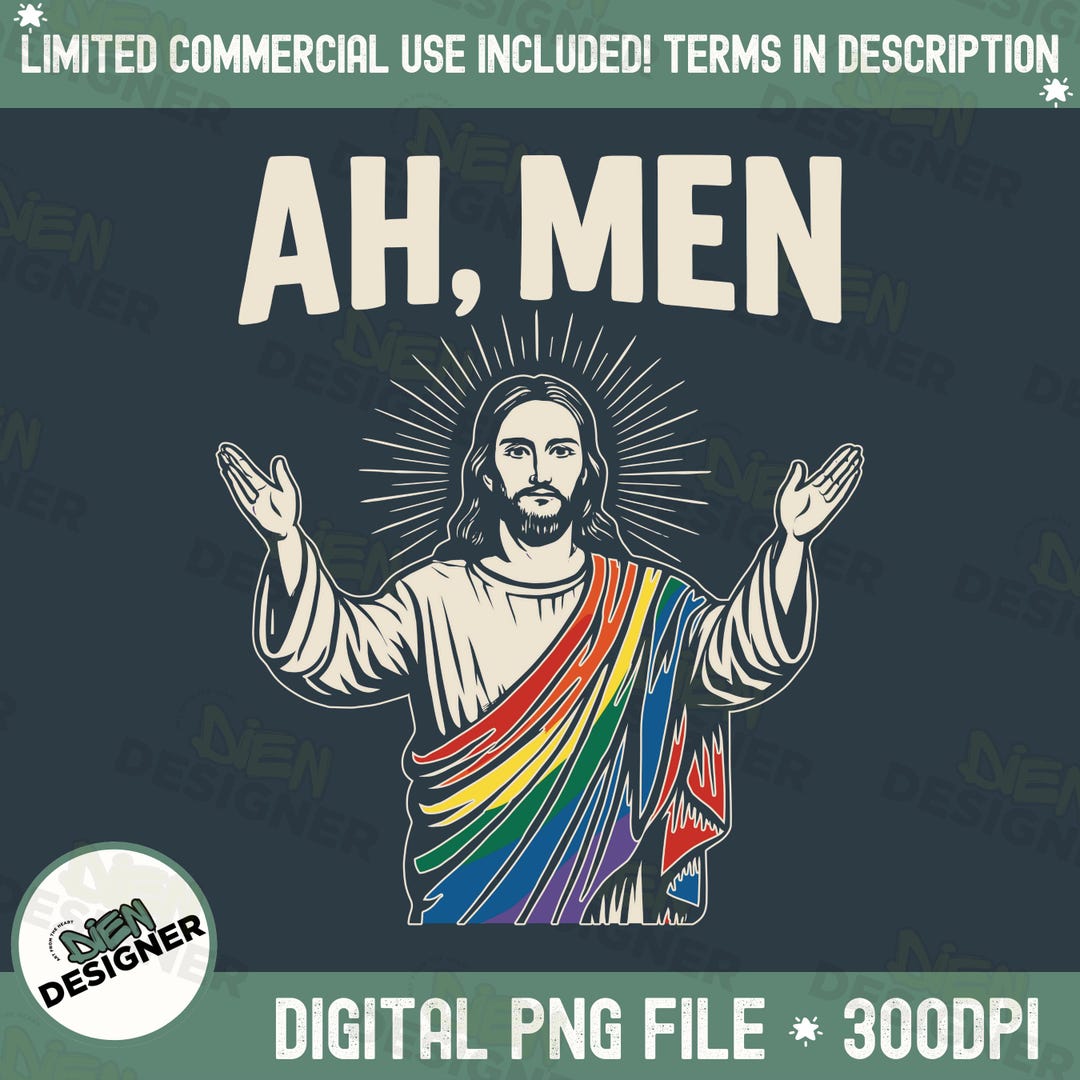 Ah Men PNG, Funny LGBT Jesus Pride Design Png, Gay Christian Equality ...
