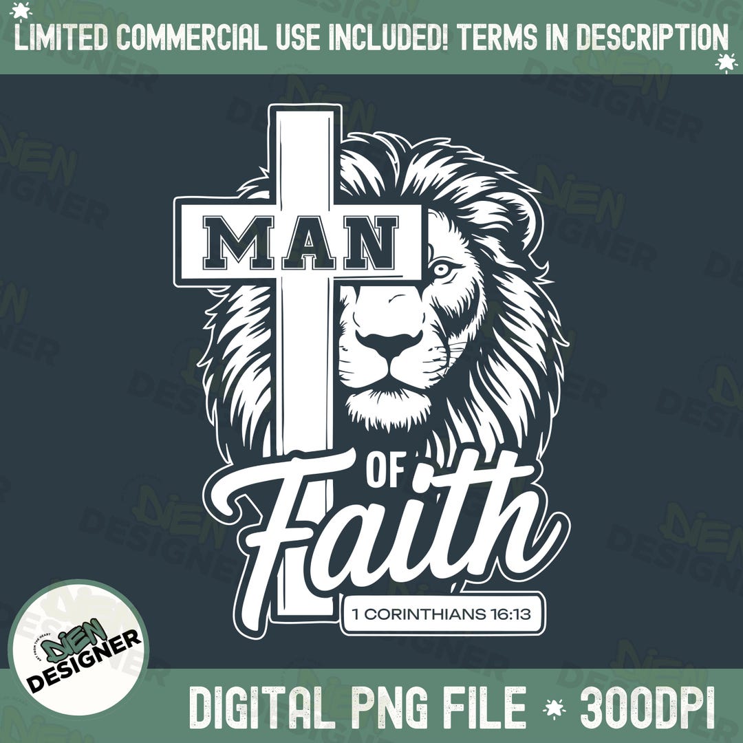 Man of God PNG, Christian Cross Faith Sublimation Design, Masculine ...