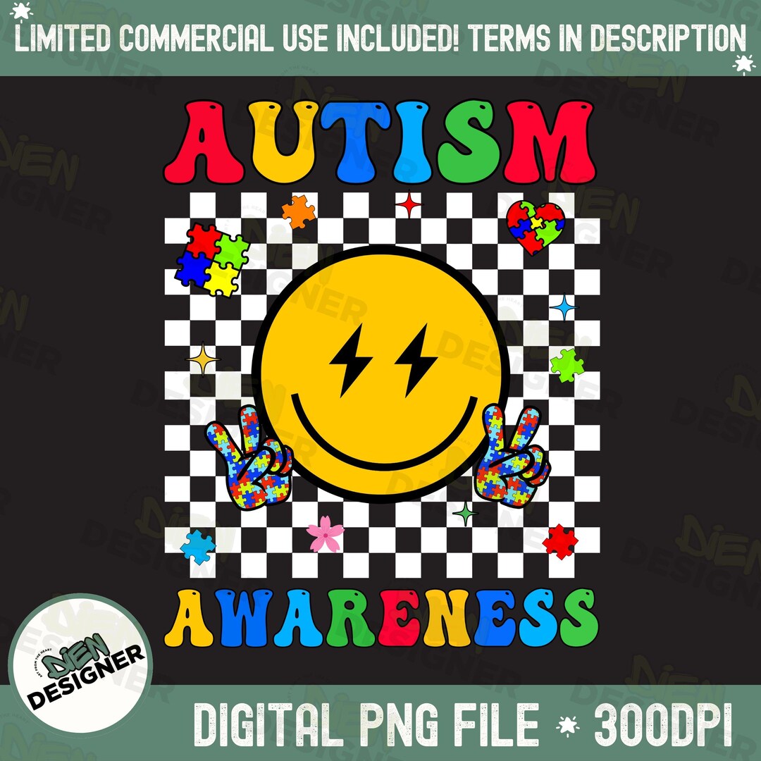 Autism Awareness Coquette Png, Autism Checkered Smile PNG, Funny Autism ...