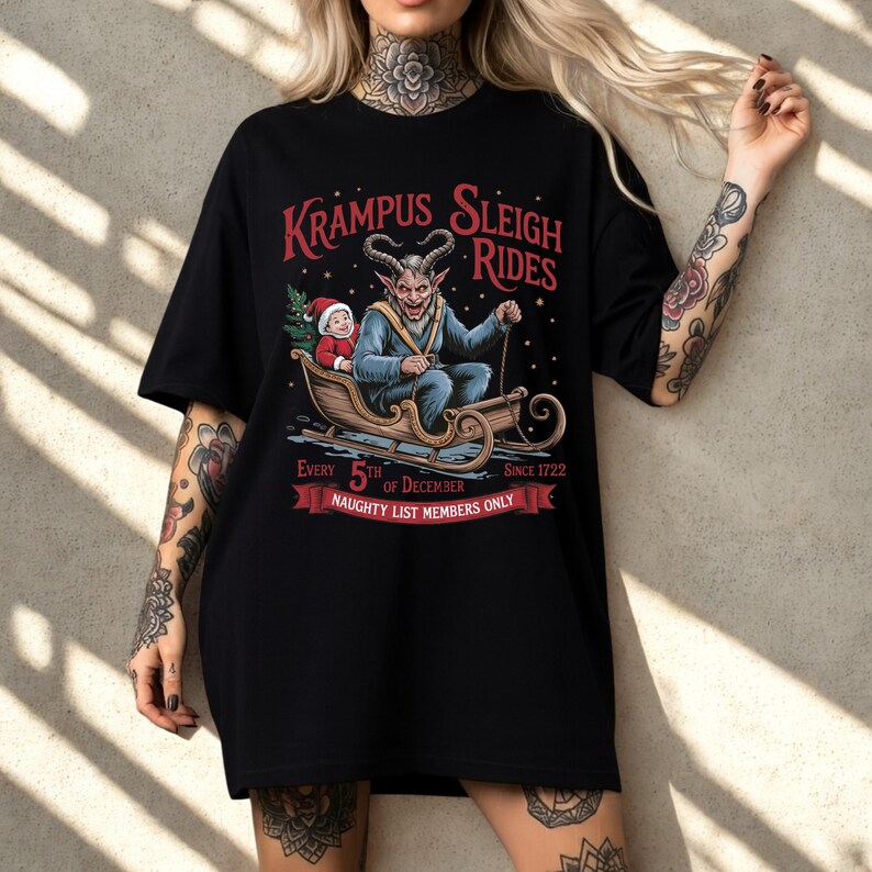 Krampus Sleigh Rides PNG, Gothic Horror Christmas PNG, Creepy Holiday ...