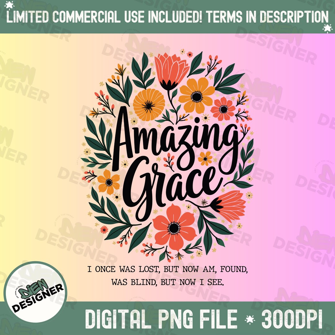Amazing Grace PNG, Trendy Flower Christian Png, Retro Christian Png ...