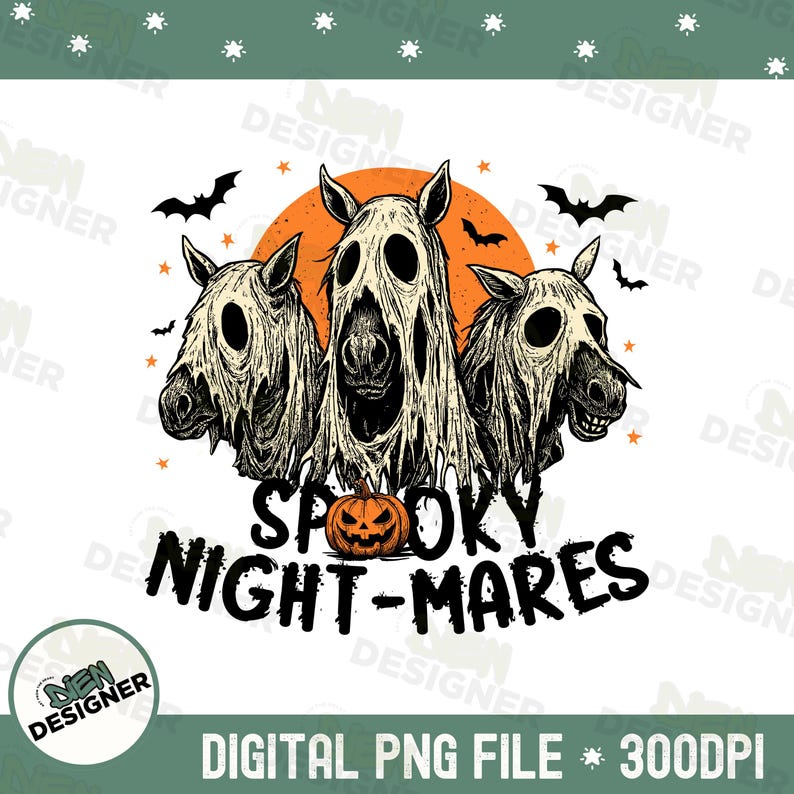 Halloween Spooky Night-mares Horse PNG, Ghost Horse Shirt PNG, Haunted ...