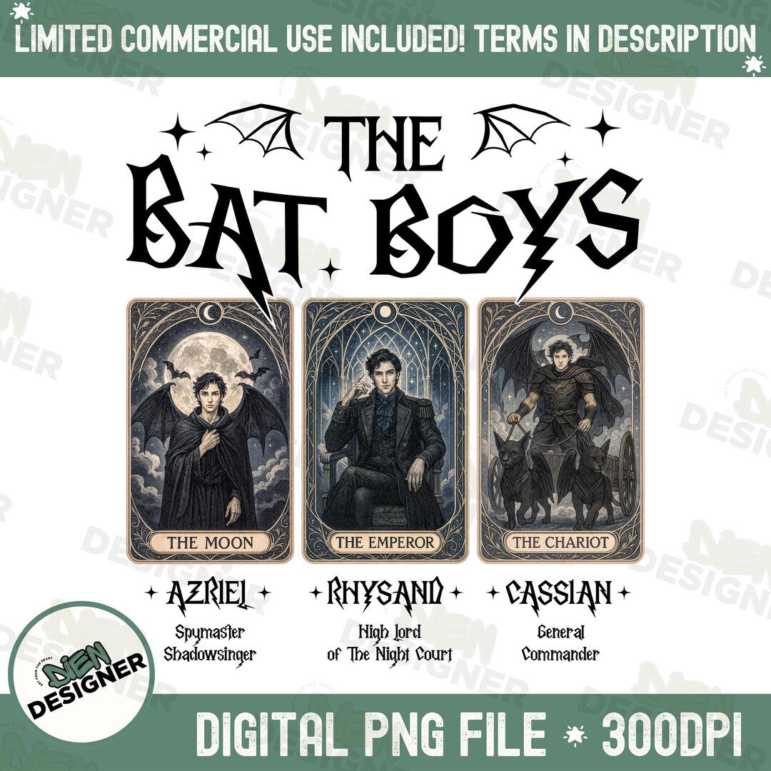 Bat Boys Tarot Card PNG, Rhysand Cassian Azriel Fantasy PNG, ACOTAR ...