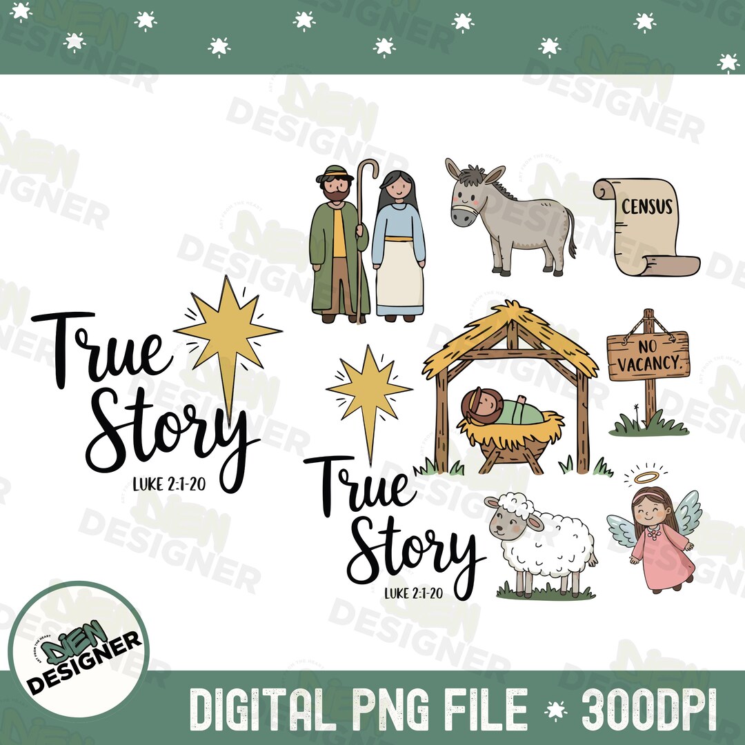 True Story PNG, Faith Based Christmas PNG, Nativity Scene Christmas ...