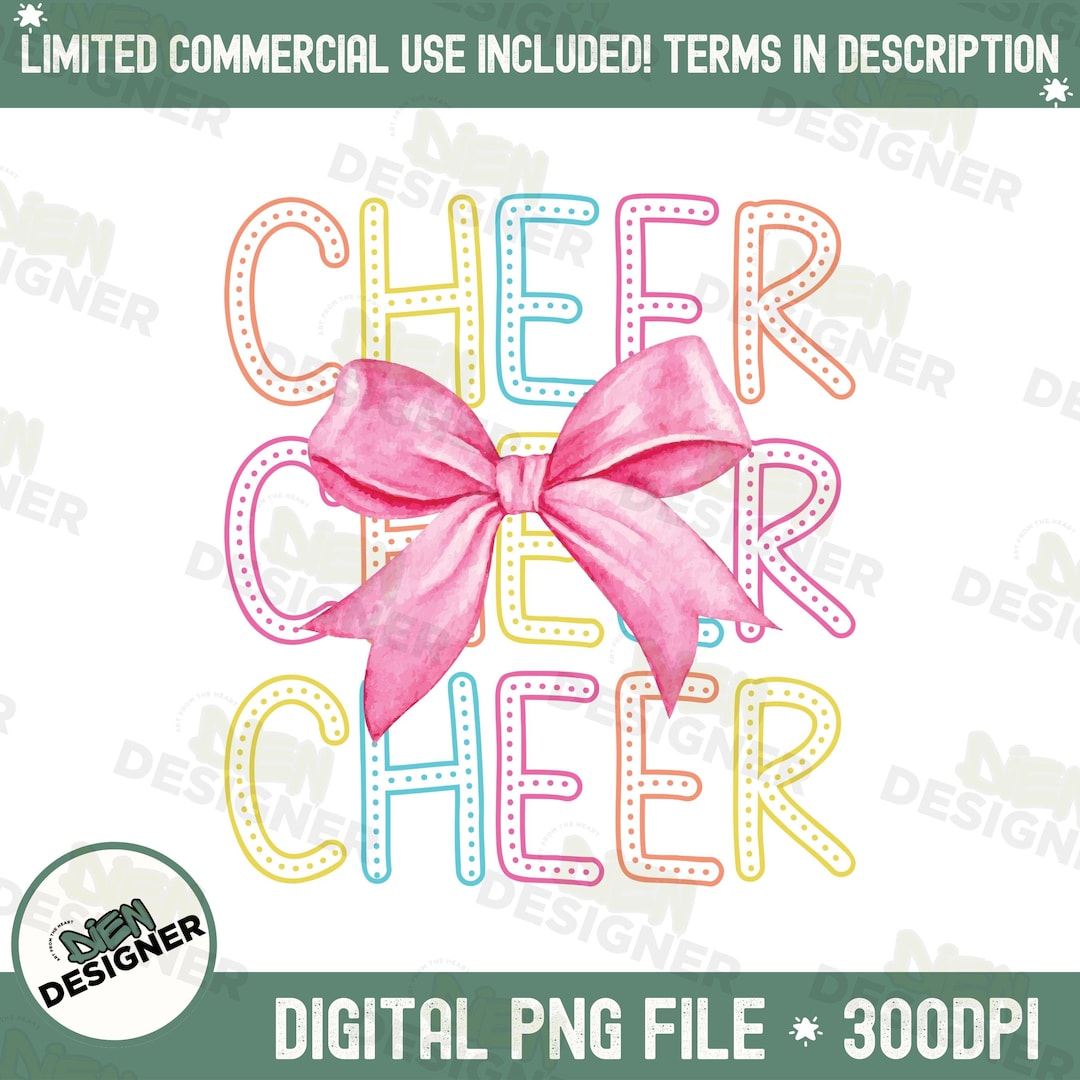 Cheer Colorful PNG, Cheer Coquette Bow Design, Watercolor Cheer Bow ...