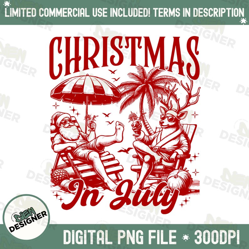 Christmas in July PNG, Funny Summer Santa Claus Sublimation, Beach ...