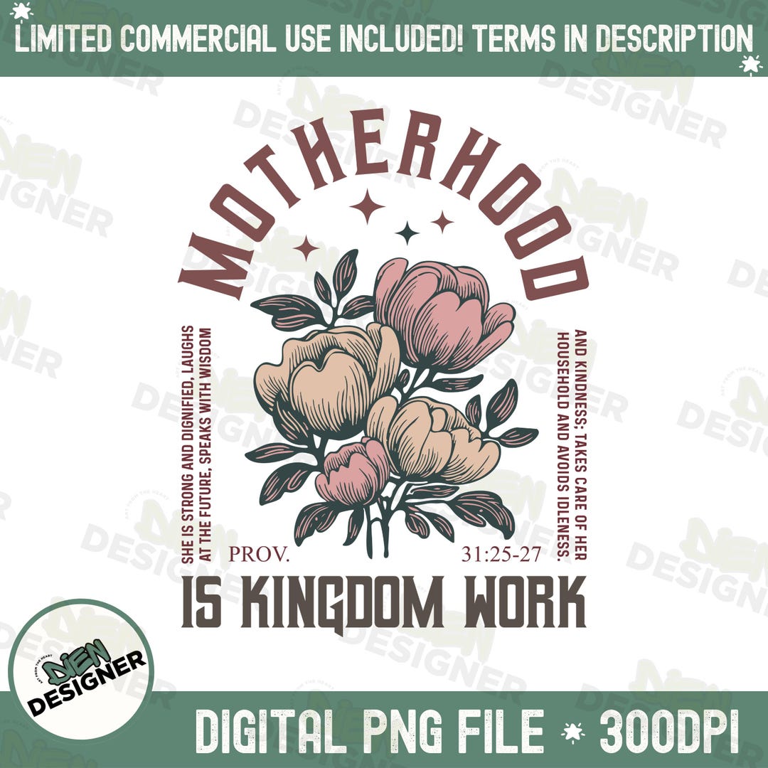 Christian Mom PNG, Motherhood is Kingdom Work, Retro Faith Mom Design ...
