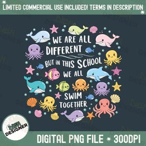 We All Swim Together PNG, Ocean Animal Classroom PNG, Inclusive Teacher ...