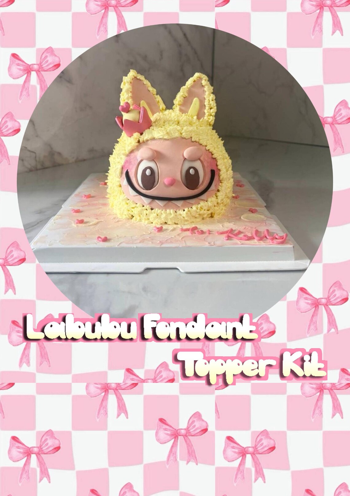 Labubu 3D Fondant Cake Topper (face + Ears) - Etsy