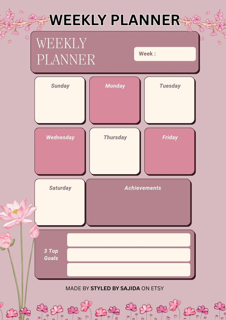Printable Digital Planner – Daily, Weekly & Monthly Organizer (A4 A5 ...