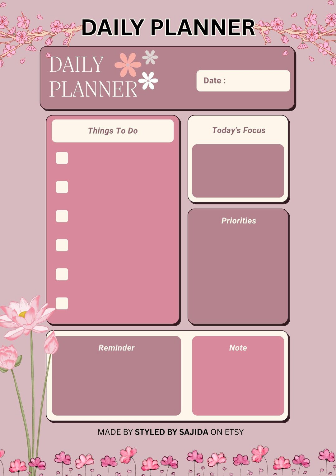 Work From Home Digital Printable Planner | Daily, Weekly, Monthly ...