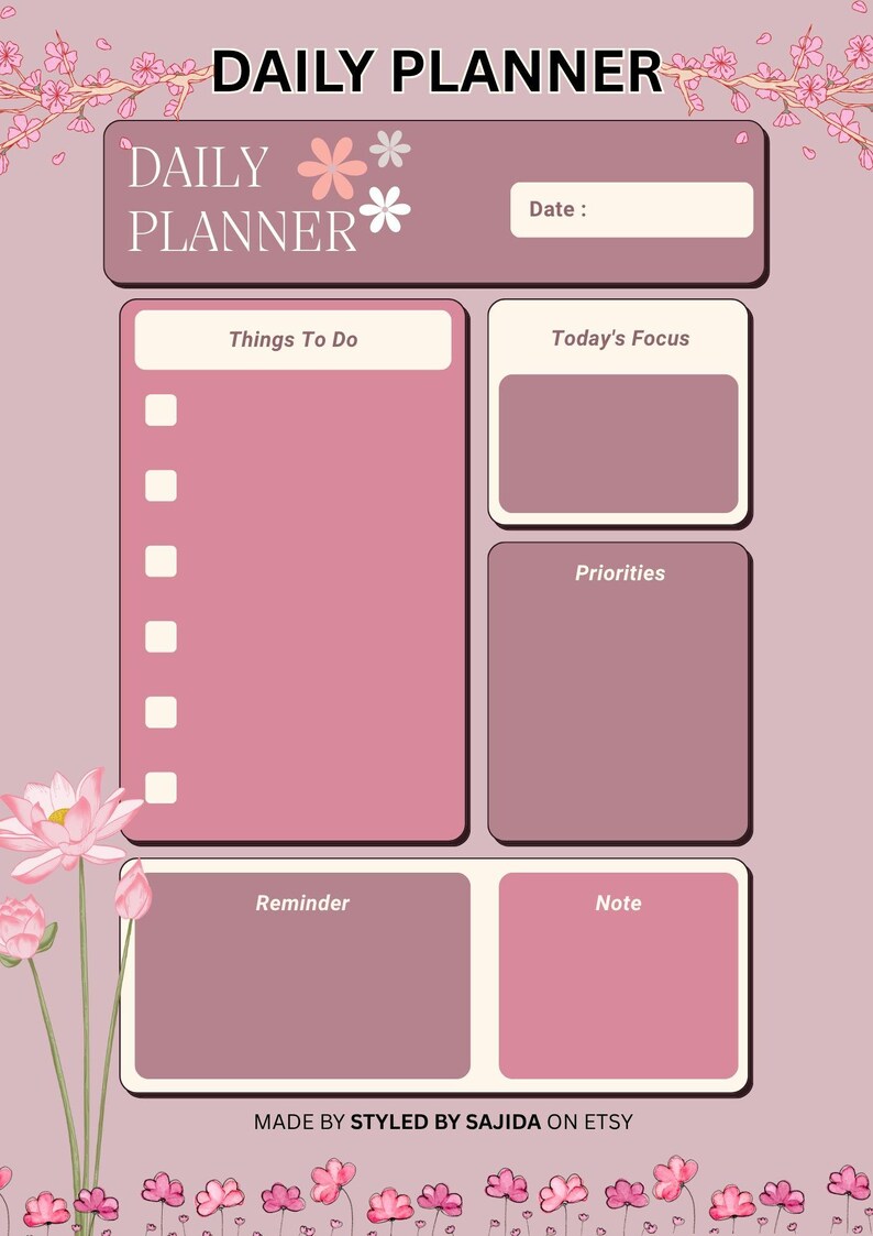 Printable Digital Planner – Daily, Weekly & Monthly Organizer (A4 A5 ...