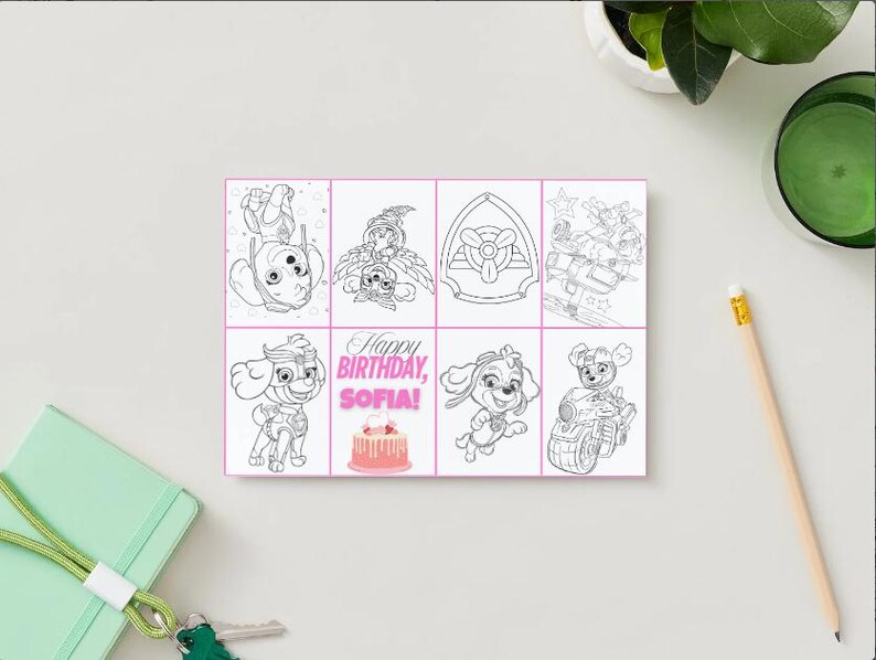Personalized Skye PAW Patrol Birthday Coloring Book | Editable Canva ...