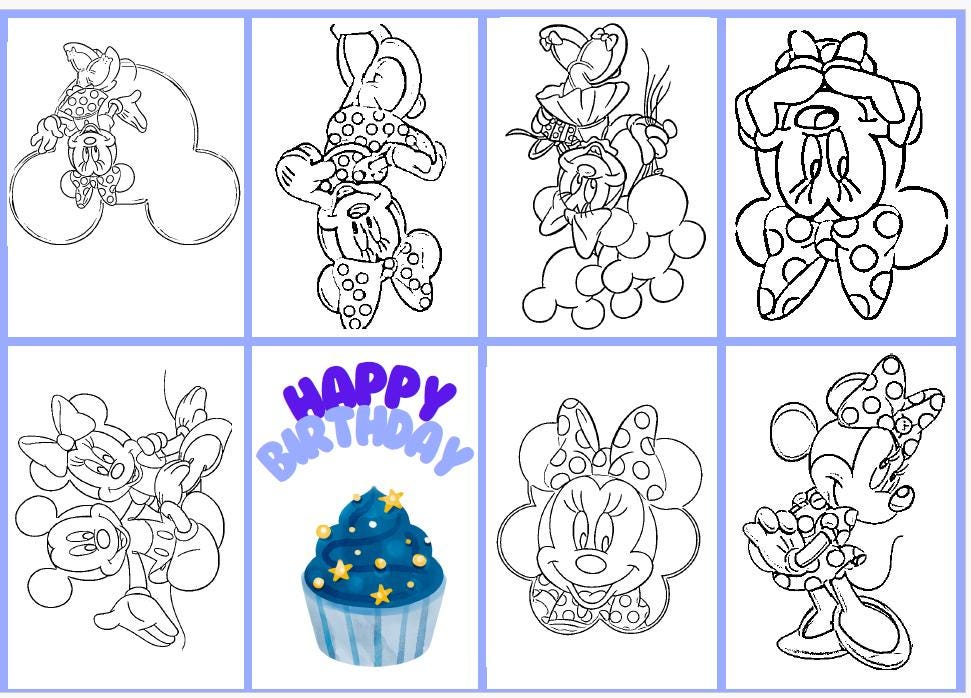 Mini Birthday Coloring Book | Party Favor | Printable Minnie Mouse ...