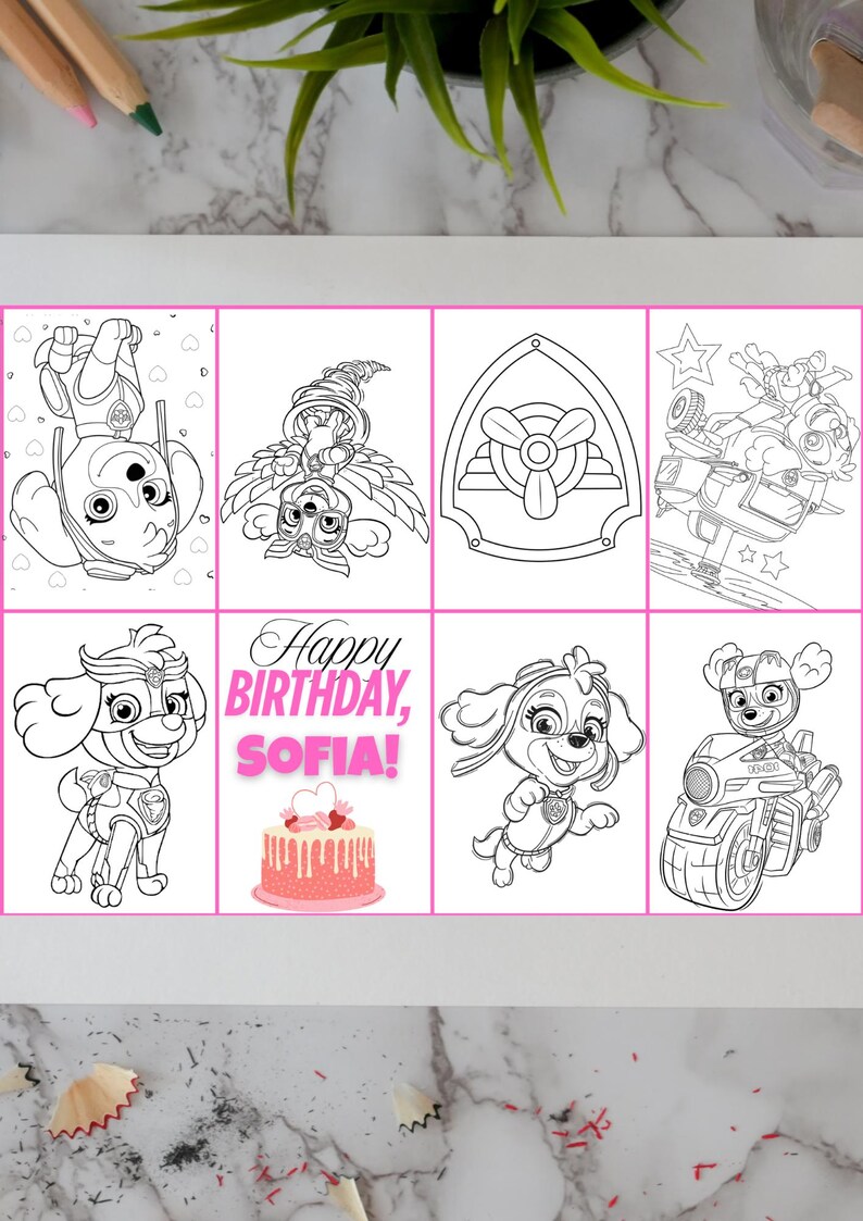 Personalized Skye PAW Patrol Birthday Coloring Book | Editable Canva ...