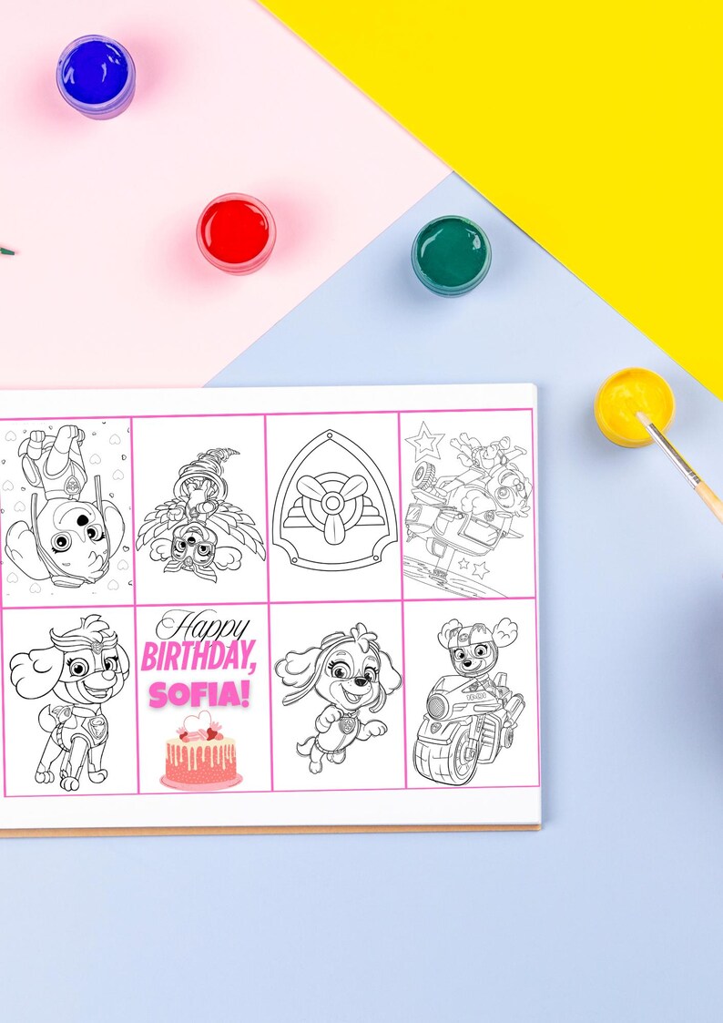 Personalized Skye PAW Patrol Birthday Coloring Book | Editable Canva ...