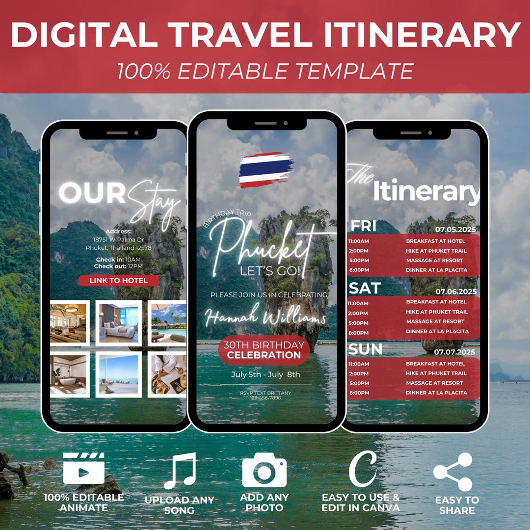 Girls Trip Itinerary Template, Weekend Getaway, Canva (digital) - Etsy