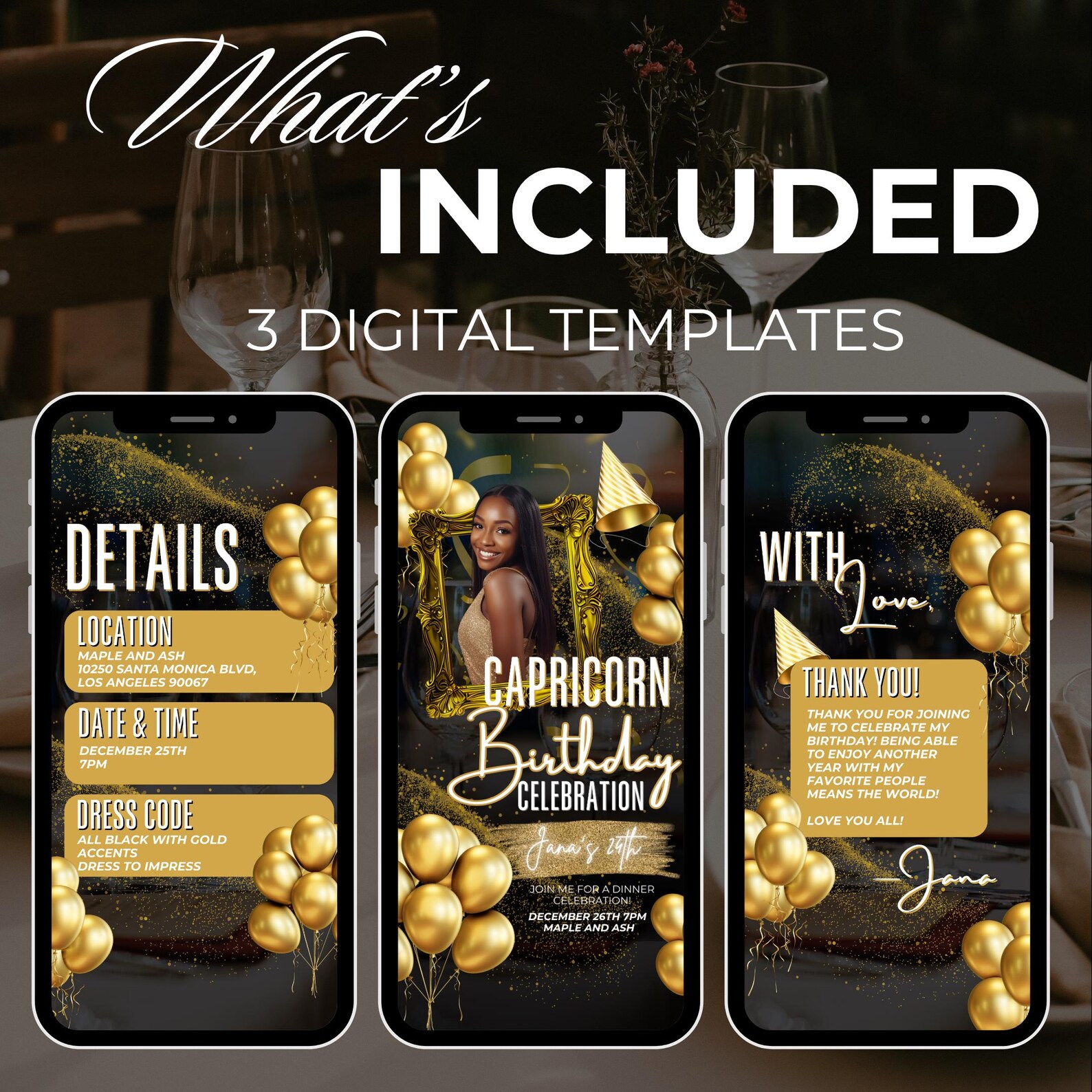 Gold Capricorn Party Invitation Template - Etsy
