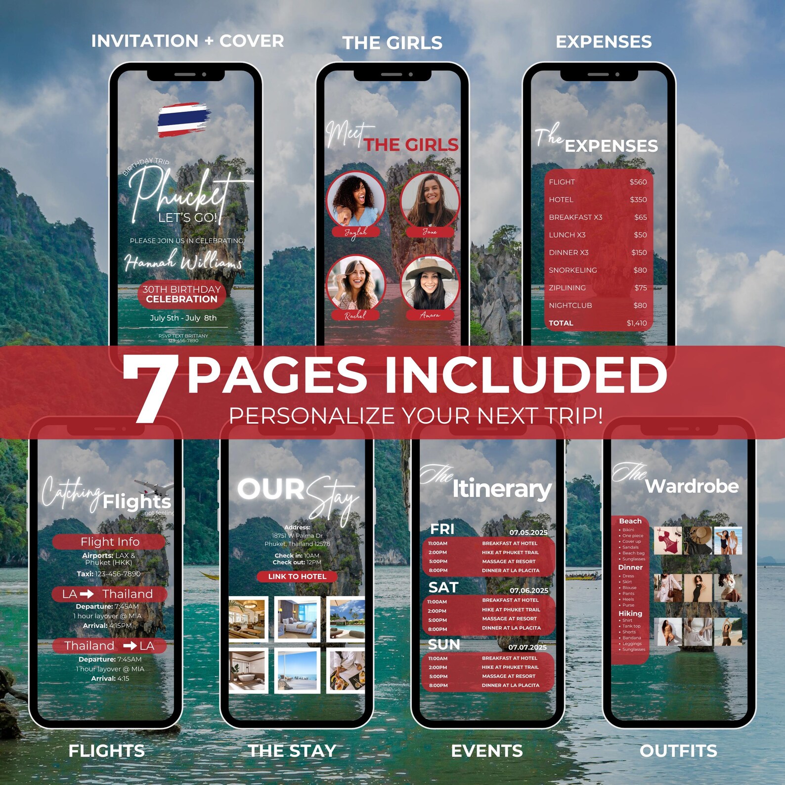 Girls Trip Itinerary Template, Weekend Getaway, Canva (digital) - Etsy