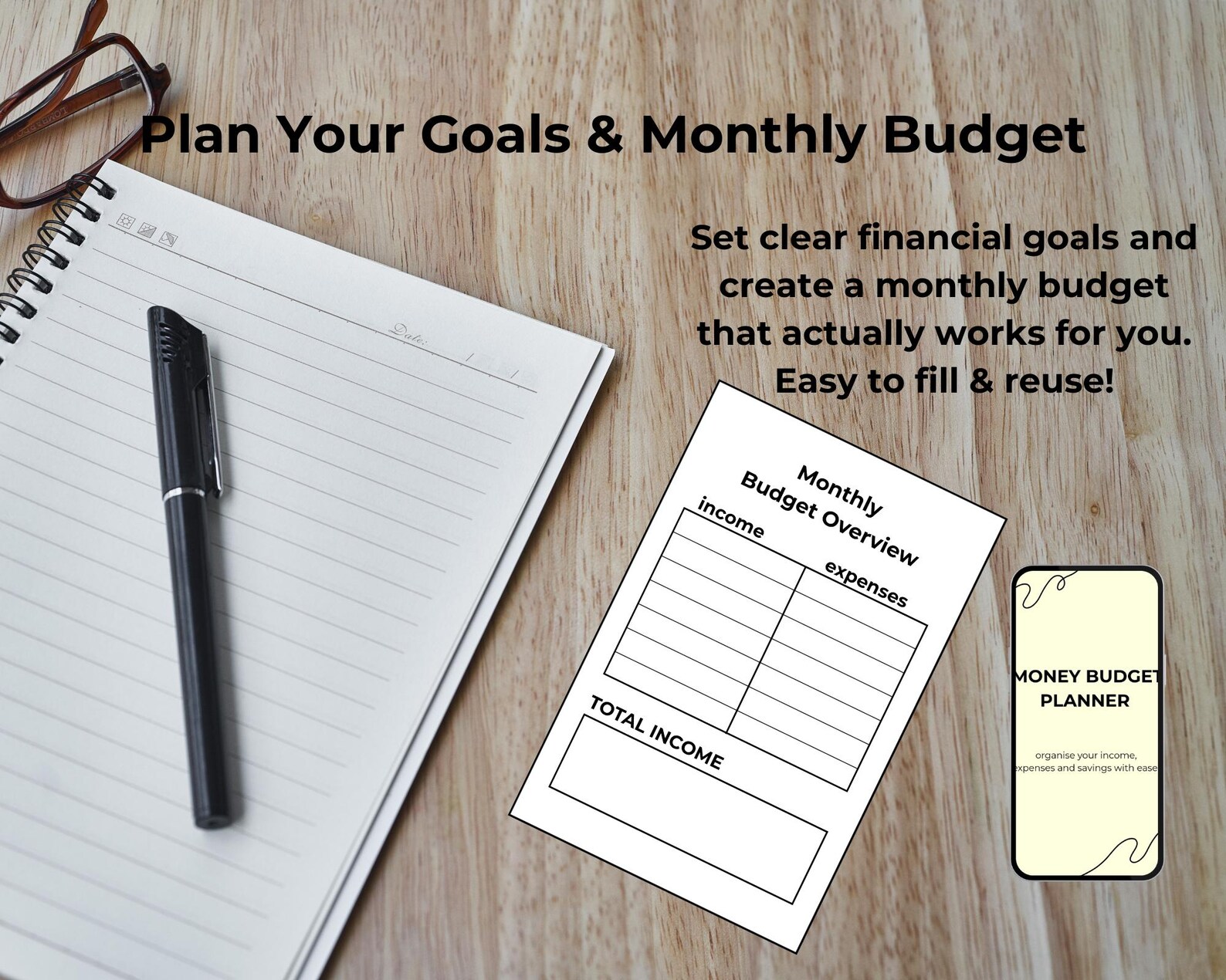 Money Budget Planner Printable | Track Expenses, Income & Savings ...