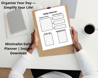 Printable Daily Productivity Planner | Minimalist To-do List | Digital ...