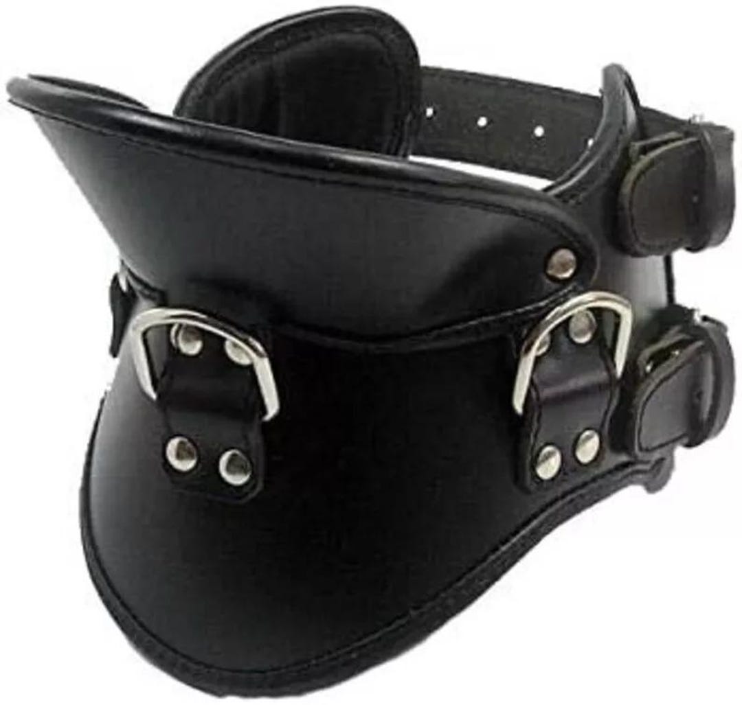 Real Leather Slave Posture Collar Bondage Neck Restraint | Luxury Leather Choker for Men or ...